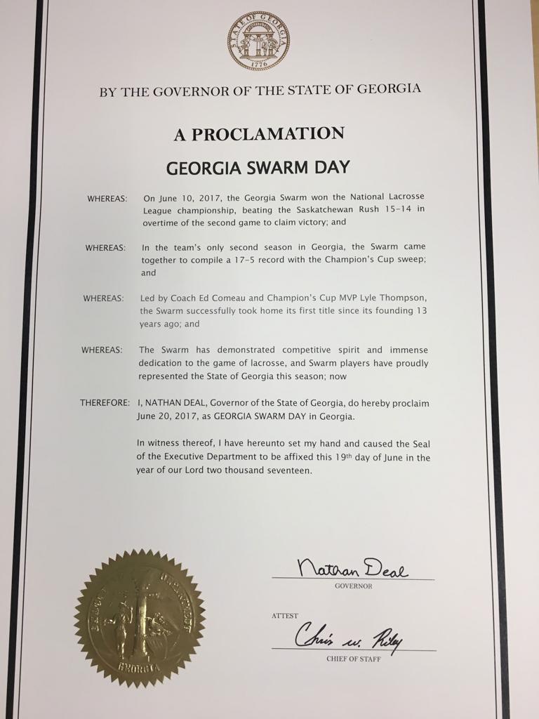 GA Governor Proclaims ‘Georgia Swarm Day’ after Miles Thompson Scores ...